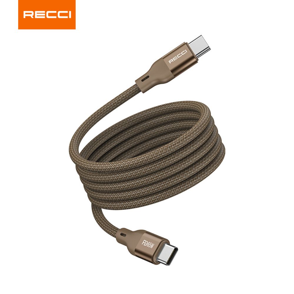 Recci RS23 100cm Type-C To Type-C Magnetic Data Cable, Titanium Gold Color